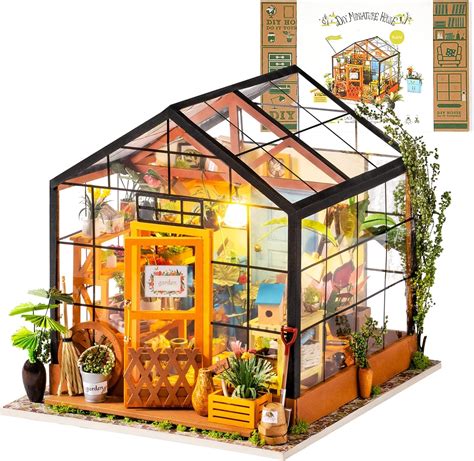 Rolife Diy Miniature Dollhouse Kit Green House With Furniture And Led
