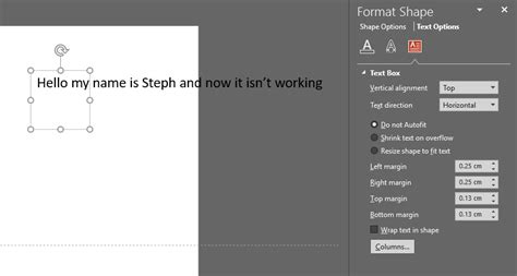 default text box not saving wrap text to shape microsoft community