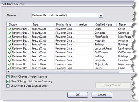 updating data sources for batch jobs from the batch validate dialog box