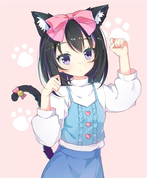 Anime Girl With Black Hair And Cat Ears