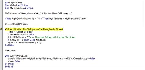 vba runtime error 438 when using procedure to export