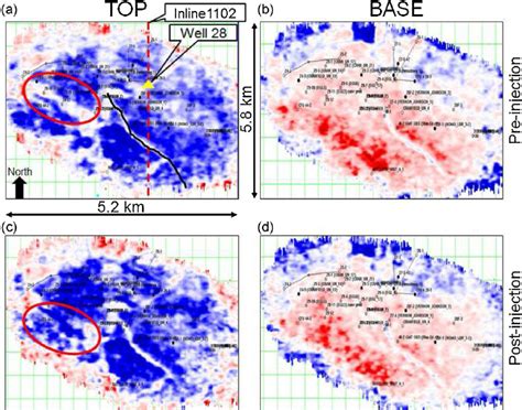Time Lapse Seismic Amplitude Data At Top And Base Of Injection