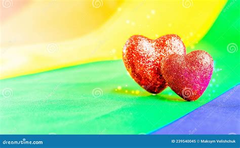 Hearts In Lgbtq Colors And White Mockup Blank On Pastel Pink Background