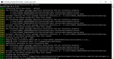 extjs getting warning during using sencha app watch stack overflow