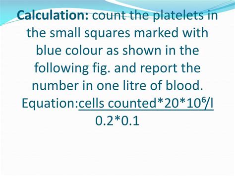 Manual Platelet Count Formula