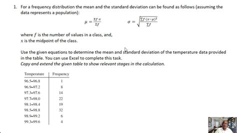 Elementary Statistics Mean And Variance Of Grouped Data Youtube