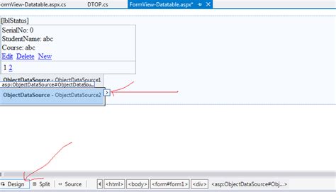 asp 4 tutorials binding formview with datatable using