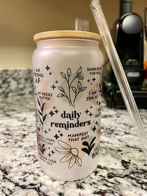 Mental Health Tumbler With Lid And Straw Daily Affirmations Glass Cup