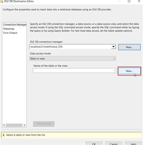 sql cannot create table in the newly created db from