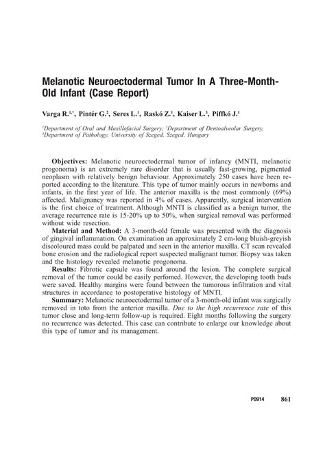 Pdf Melanotic Neuroectodermal Tumor In A Three Month Old Infant