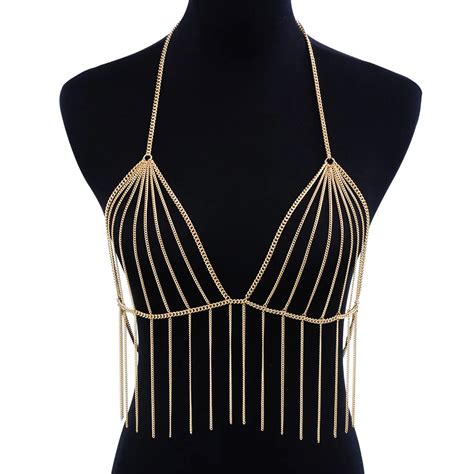Fashion Long Tassel Bra Chain Sexy Harness Bikini Body Chain Women
