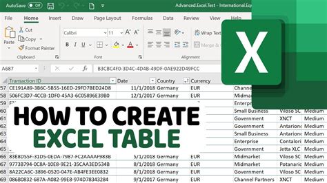 How To Create Excel Table Youtube