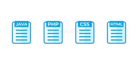 java php css html code vector icons on white stock vector