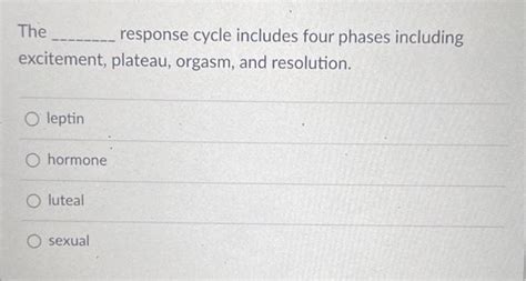 The Excitement O Leptin O Hormone O Luteal O Sexual Response Cycle