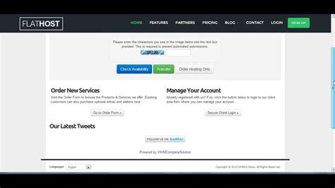 flathost responsive html template whmcs header and footer integration