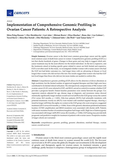 Pdf Implementation Of Comprehensive Genomic Profiling In Ovarian