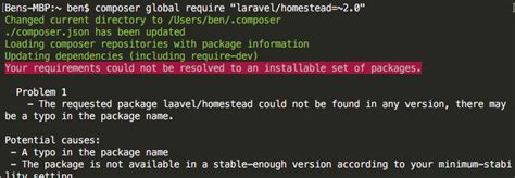 laravel homestead composer global require is trying to