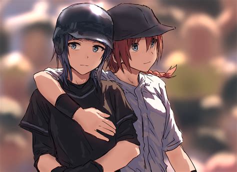 Safebooru 2girls Arm Around Shoulder Asaka Karin Bangs Baseball Cap