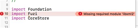 ios missing required module libxml2 stack overflow
