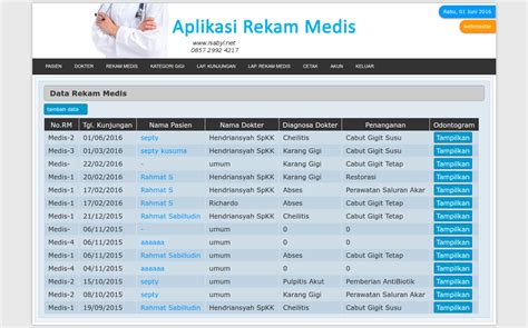 aplikasi rekam medis gigi berbasis web php and mysql download source