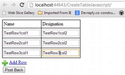 how to add row to a table with html textbox using