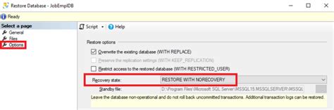 restore sql server database backup using t sql script and