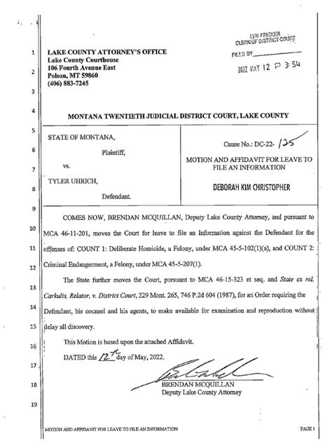Lake Co Suspect Charged With Deliberate Homicide Pdf Crimes