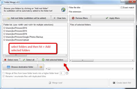 how to flatten nested folder merge nested files into one root folder