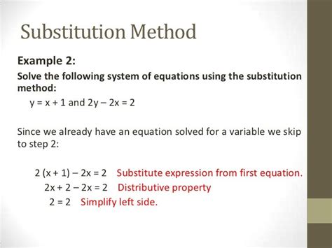 Solving Systems Of Linear Equations By Substitution