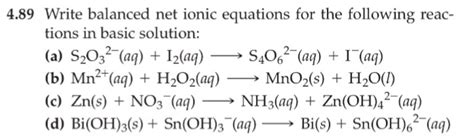solved 4 89 write balanced net ionic equations for the