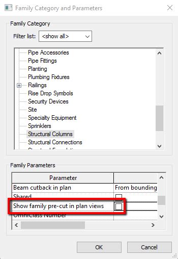 structural column not visible in coordination plan view in revit