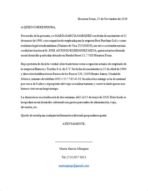 Solicitud Modelo De Carta De Invitacion Para Visa Noticias Modelo My