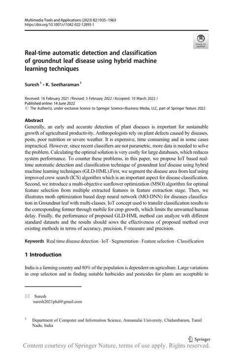 Real Time Automatic Detection And Classification Of Groundnut Leaf