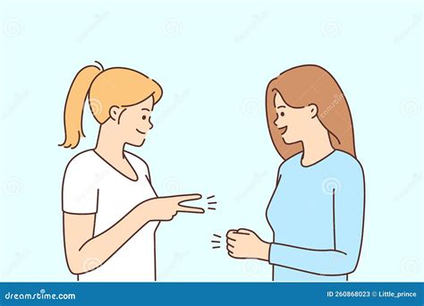 Smiling Girls Playing Hand Game Stock Vector Illustration Of Outline