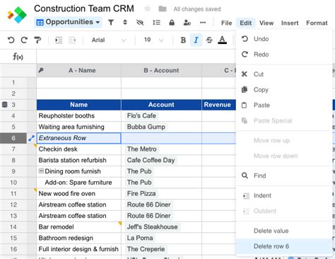 deleting rows support