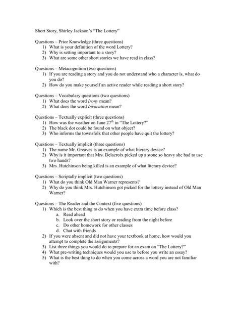 Short Story Shirley Jackson`s “the Lottery”