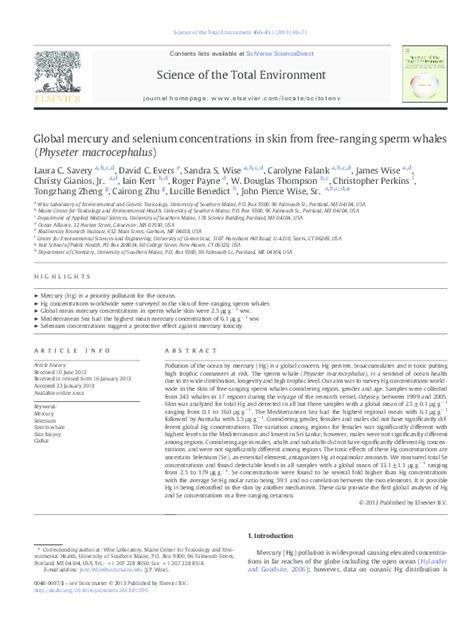 Pdf Global Mercury And Selenium Concentrations In Skin From Free
