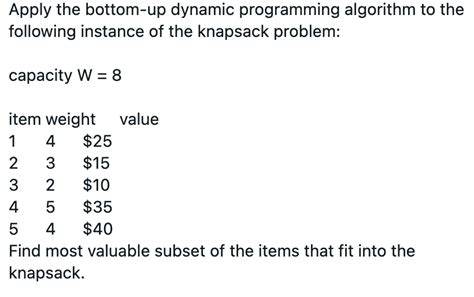solved apply the bottom up dynamic programming algorithm to