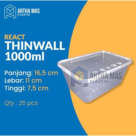 Jual Kotak Makan Thinwall Rectangle Food Container 1000ml 25pcs