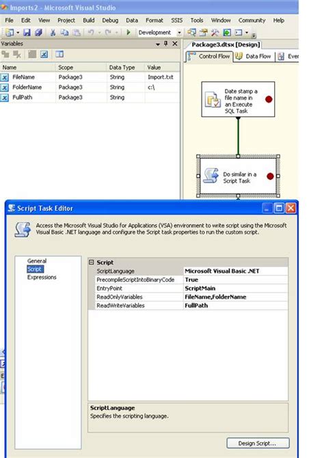 passing variables to and from an ssis task simple talk