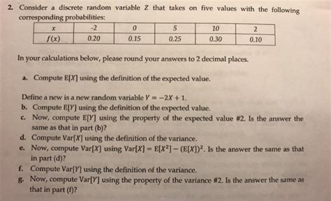 solved consider a discrete random variable z that takes o