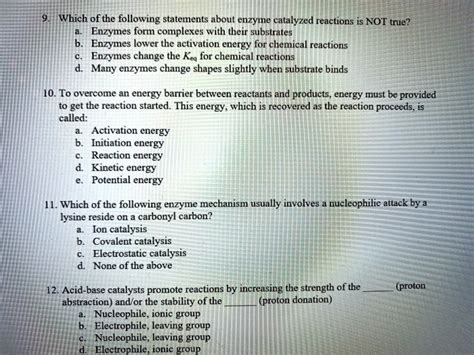 Solved Which Of The Following Statements About Enzyme Catalyzed