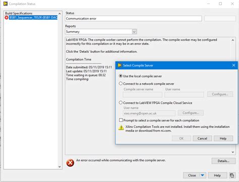 labview 2017 fpga the compile worker cannot perform the compilation