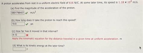 Solved Proton Accelerates From Rest In A Uniform Electric