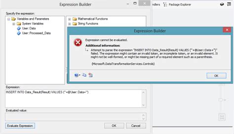 web services inserting data into sql server from variables via ssis