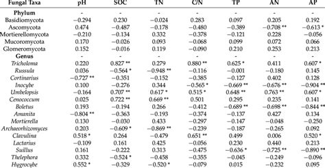 Persons Rank Correlations Between The Relative Abundances Of Dominant