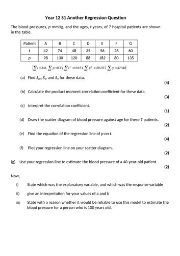 Correlation And Regression Lesson 4and5 Teaching Resources
