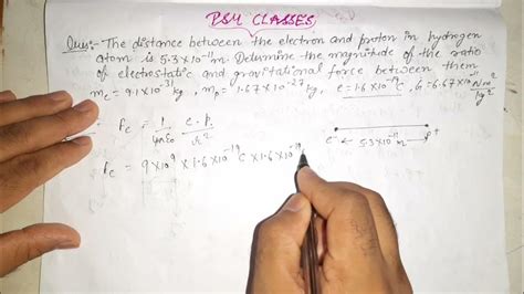Determine The Ratio Of Electrostatic Force And Gravitational Force