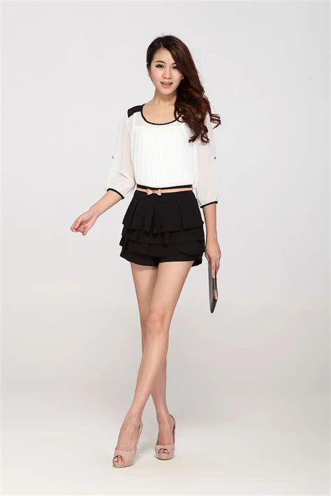 New Fashion 2014 Women Black Color Summer Mini Skirt Lady Short Chiffon