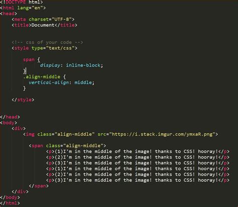 html vertically align multi lines text next to an image